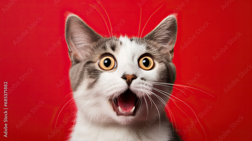 Shocked, surprised Cat reaction Stock Photo | Adobe Stock