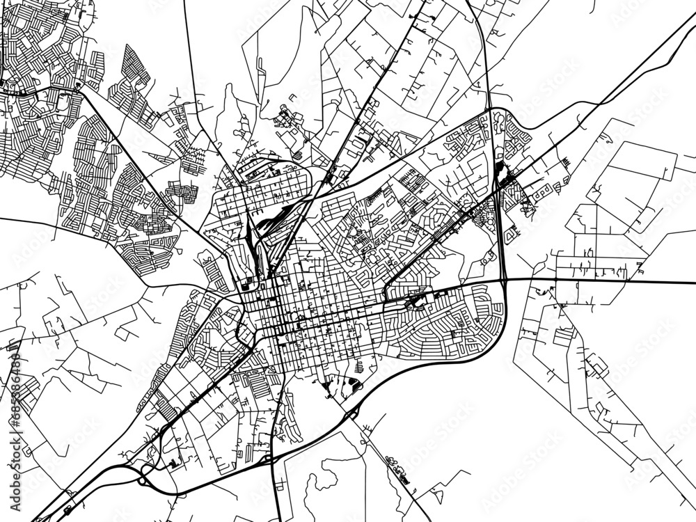 Vector road map of the city of Polokwane in South Africa with black ...