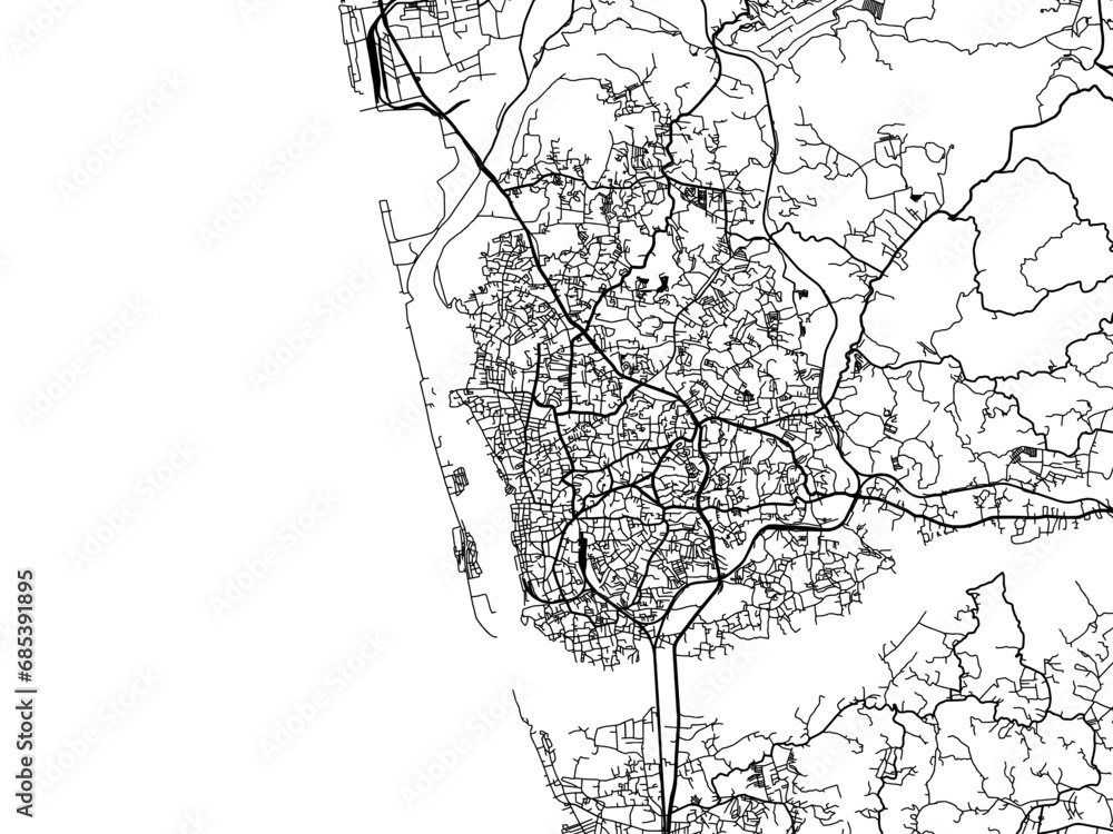 Vector road map of the city of Mangalore in the Republic of India with ...