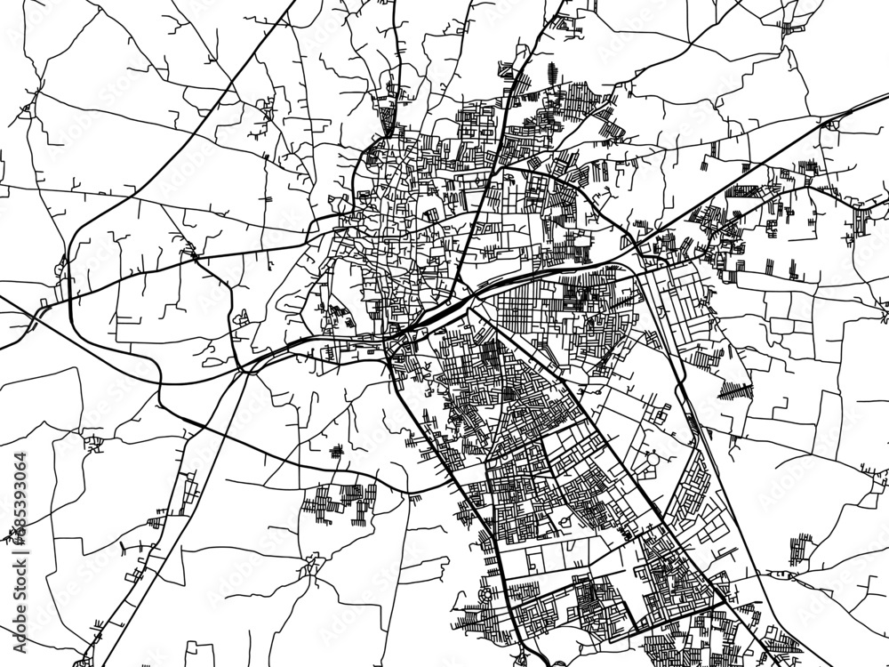 Vector road map of the city of Ujjain in the Republic of India with ...