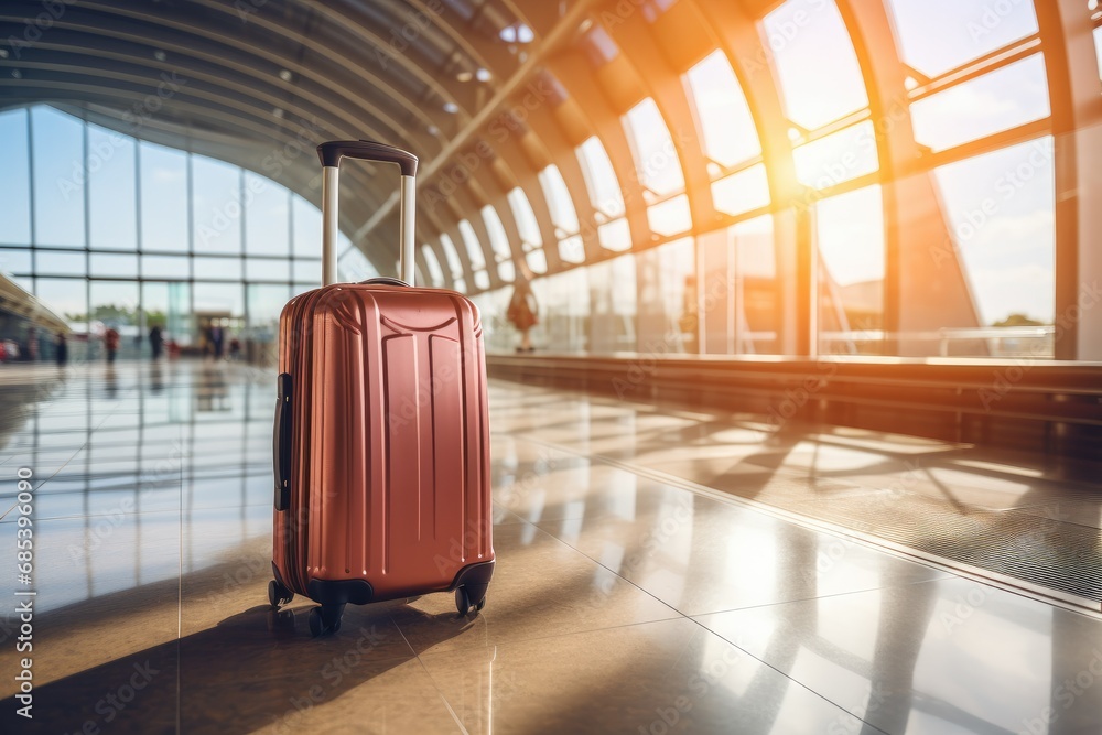 Solitary Journey: A Single Suitcase in the Gleaming Airport Terminal ...