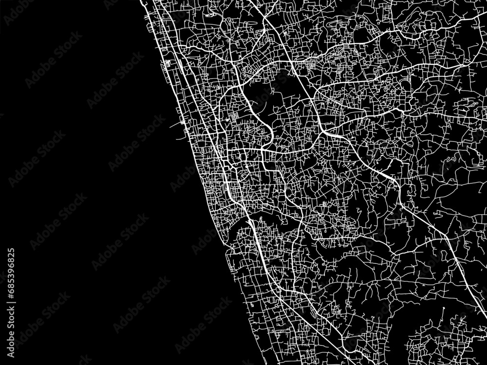 Vector road map of the city of Kozhikode in the Republic of India with ...