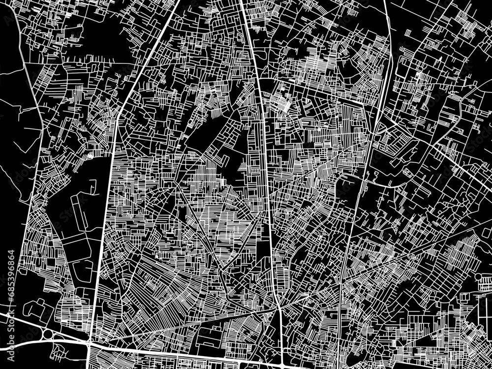 Vector road map of the city of Loni in the Republic of India with white ...