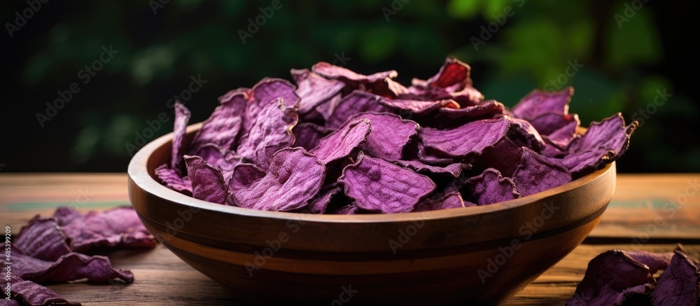 Purple sweet potato chips, traditional Indonesian snack. Stock Photo ...