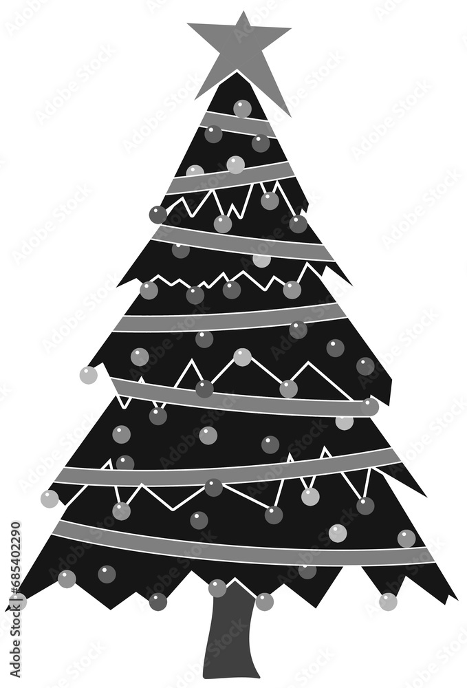 Christmas tree illustration, line art, clipart, icon, object, shape ...