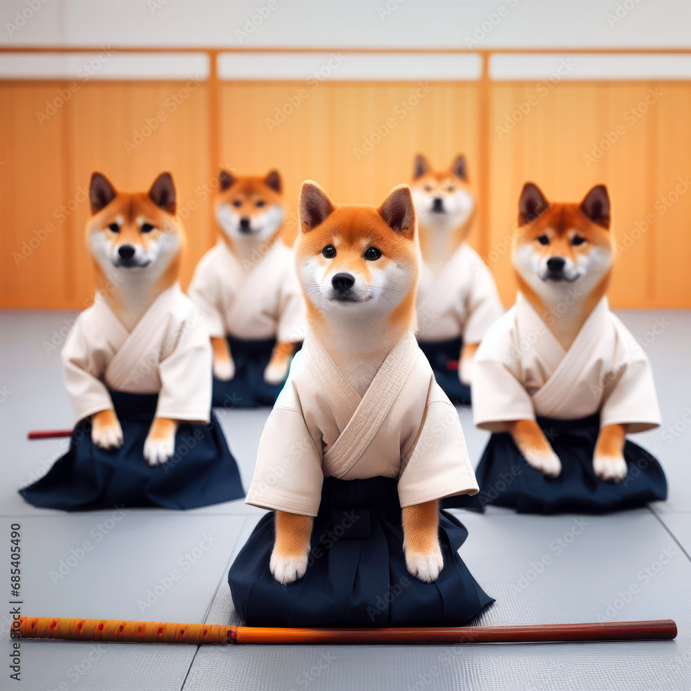 shiba inu dogs disciples learning kendo as part of the way of the dog ...