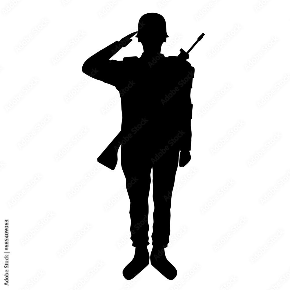 Salute soldier silhouette vector illustration. Military salute graphic ...