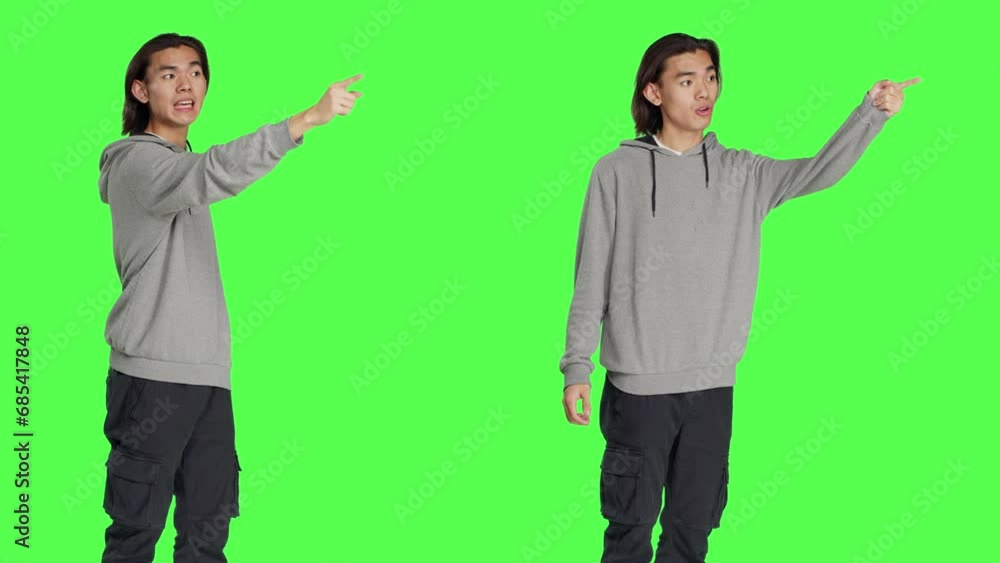 Vidéo Stock Model indicating left or right directions in studio ...