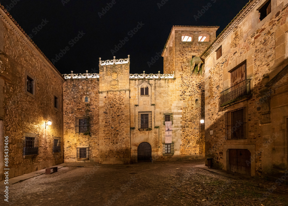 Old Town Caceres, a world heritage site. City is a blend of Roman ...