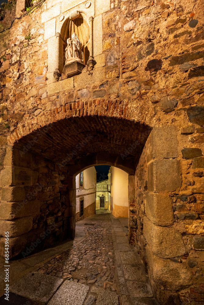 Old Town Caceres, a world heritage site. City is a blend of Roman ...