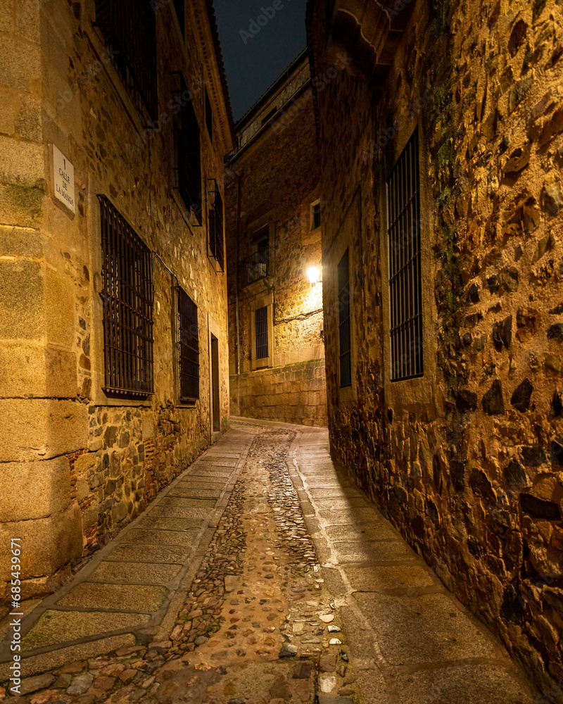 Old Town Caceres, a world heritage site. City is a blend of Roman ...