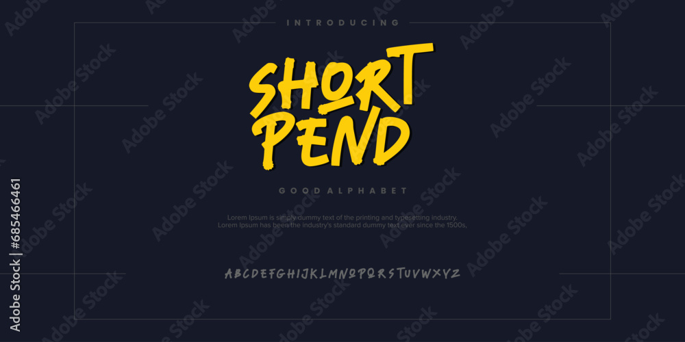 Short Pend font alphabet. Minimal modern urban fonts for logo, brand ...