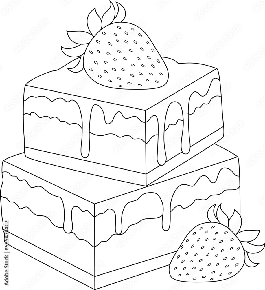Vetor de Hand-drawn illustration of strawberry fudge and yogurt ...