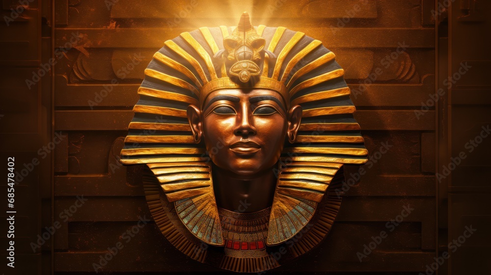 a close up of a statue of an egyptian pharaoh with a light coming out ...