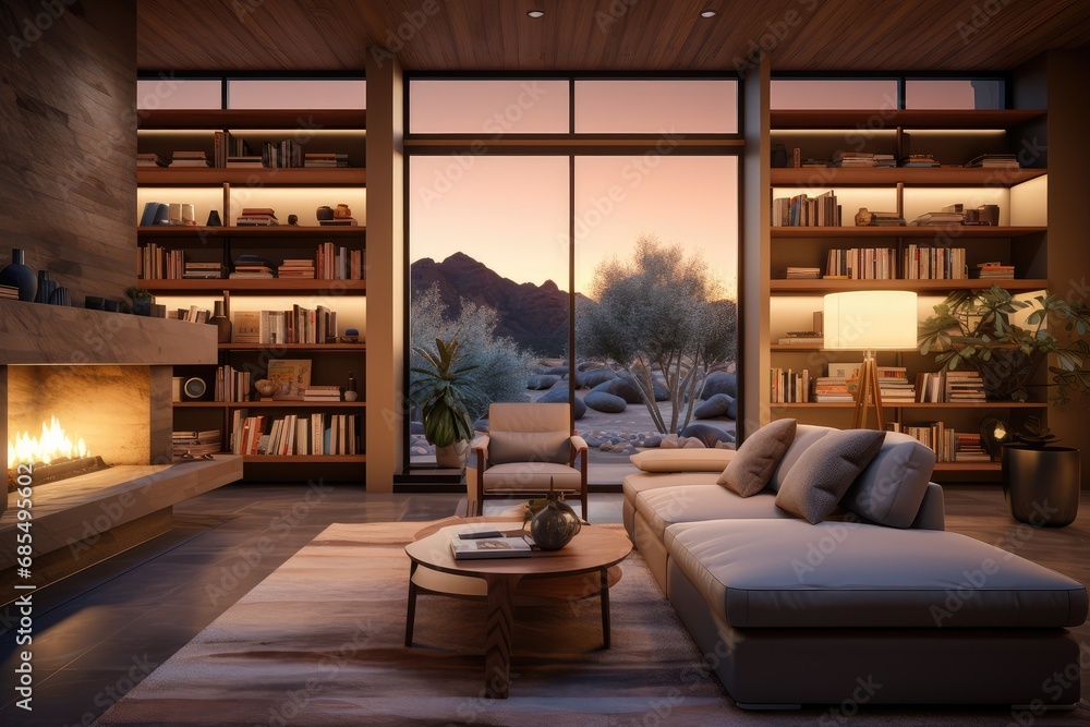 Twilight Serenity Lounge, a Dim Lit Living Space with A Modern ...