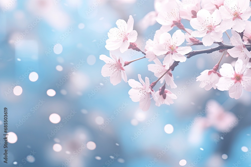 Cherry Blossom Tree with Soft Pink Rays - Delicate Bokeh Minimalist ...