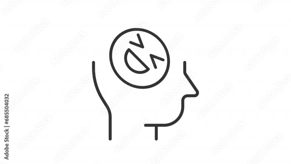 Sense of humor line animation. Head and smiling emoji animated icon ...