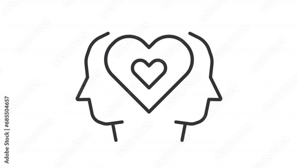 Empathy line animation. People and hearts animated icon. Love and care ...