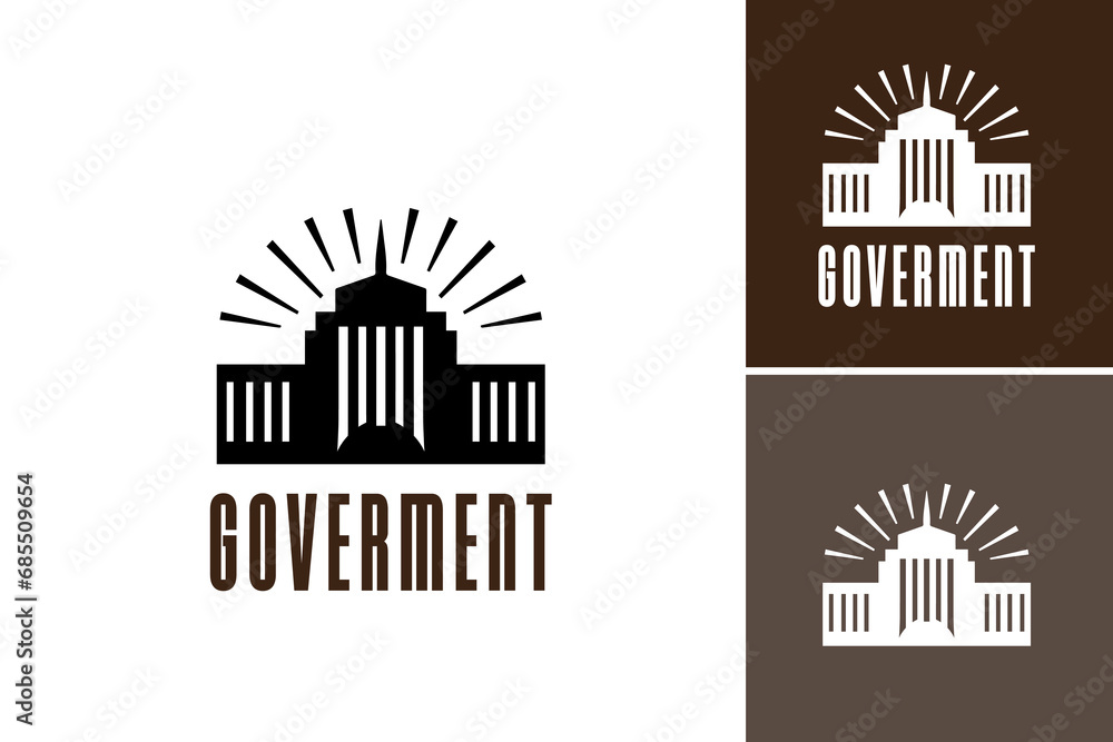 "Government building with sunburst logo design" is a graphic ...