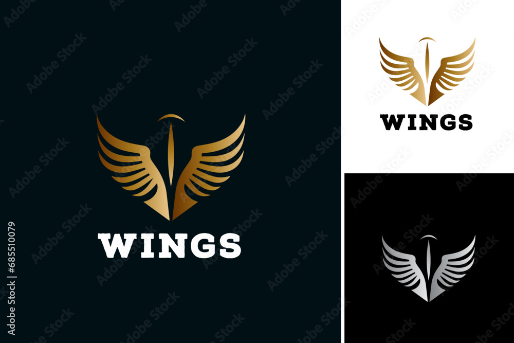 "Wings logo" signifies a design featuring wing elements. This asset is ...