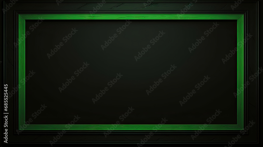 green border frame on black background blank template mockup chalkboard ...