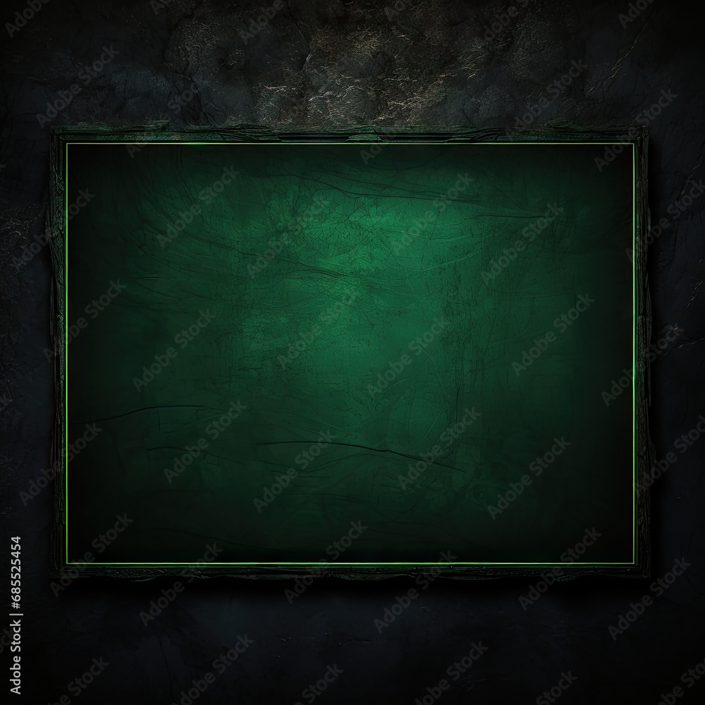 green border frame on black background blank template mockup chalkboard ...