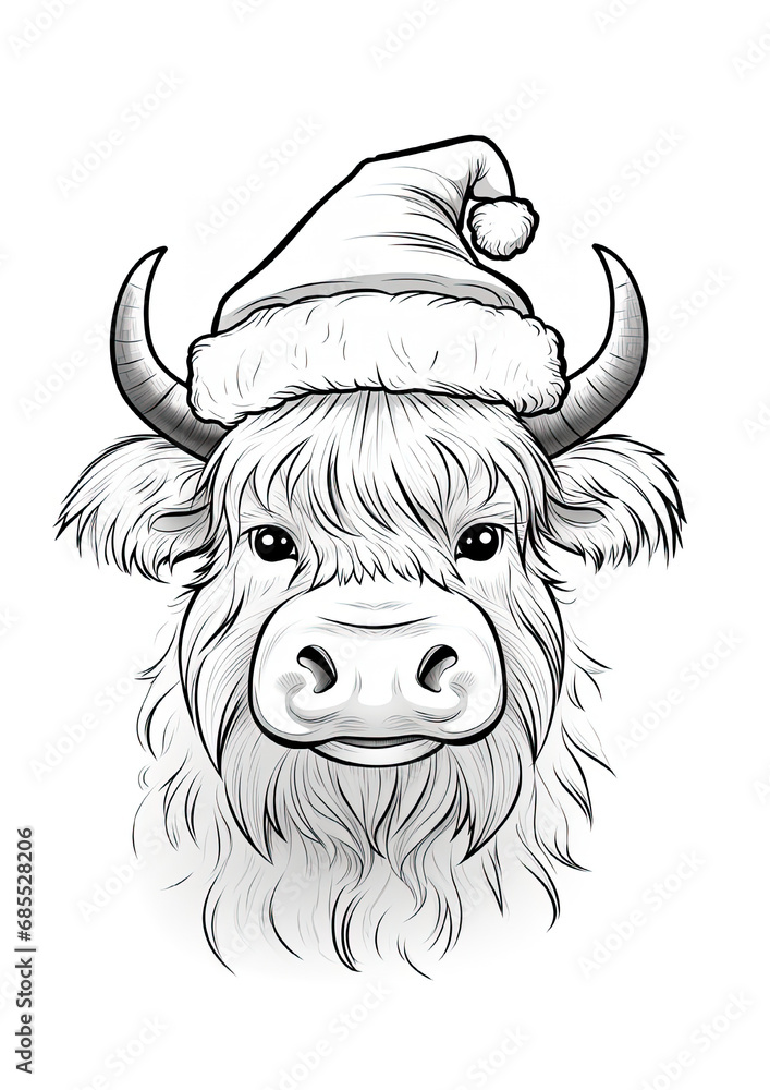 Highland cow colouring page, Colouring Book Page for Kids Stock ...