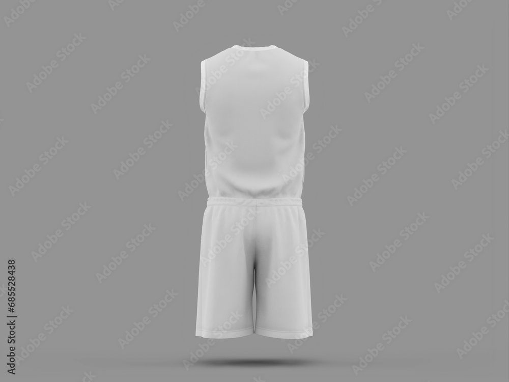 Back View White Blank Basketball Jersey 3D Mockup Sleeveless Jersey ...