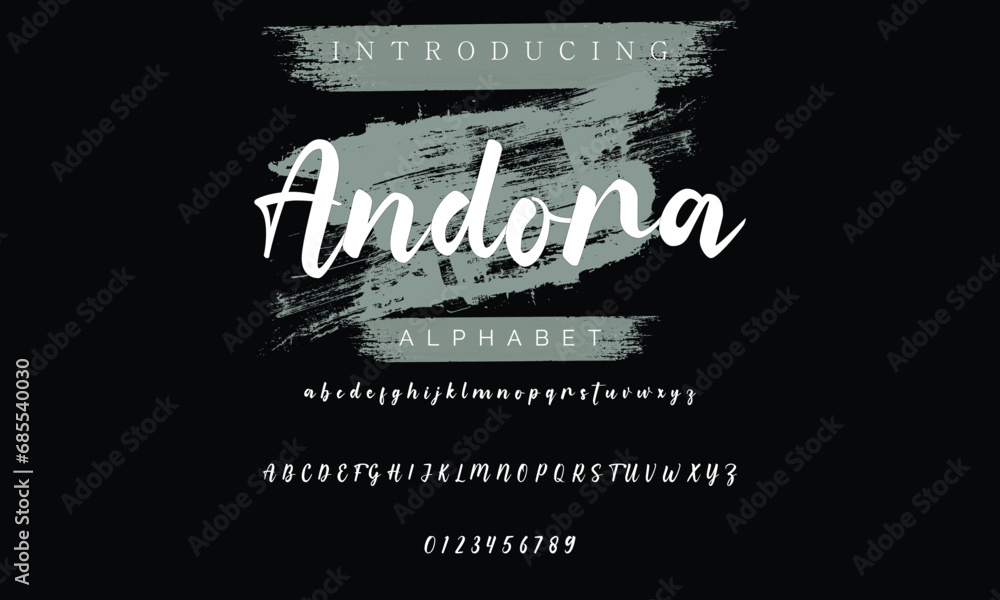 Andora BRUSH Signature Font Calligraphy Logotype Script Brush Font Type Font lettering ...