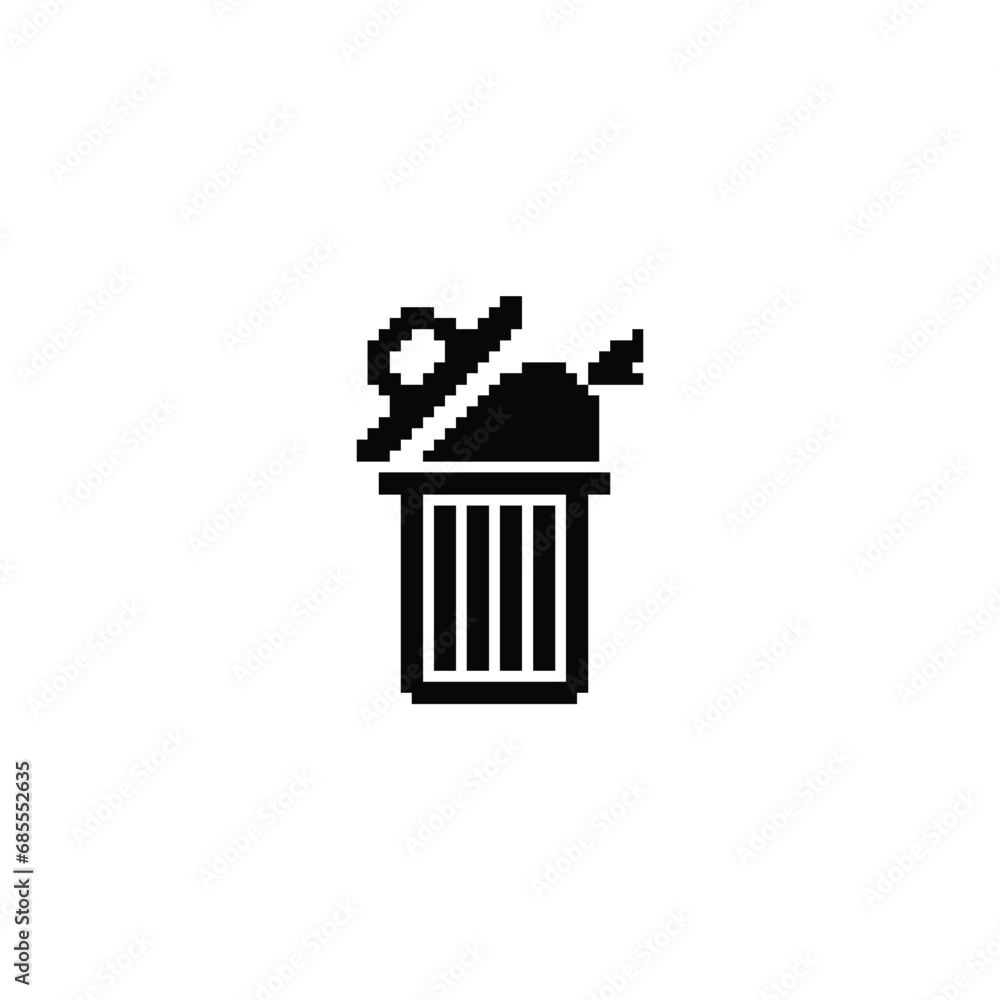 Vecteur Stock this is trash icon in pixel art with black color and ...
