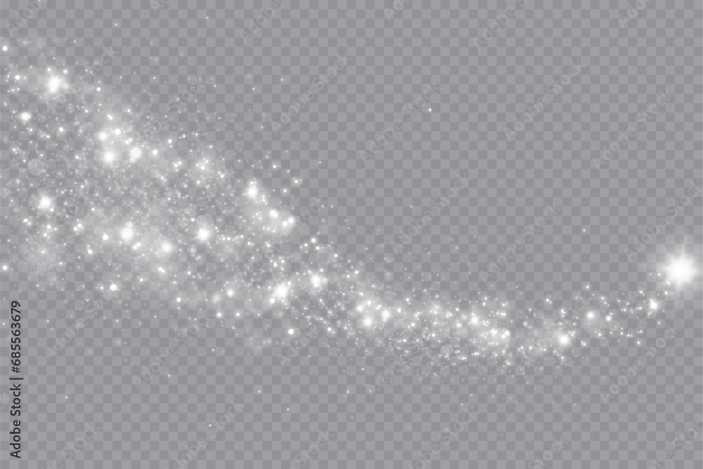 Sparkling magical dust particles. Dust sparks and white stars shine ...