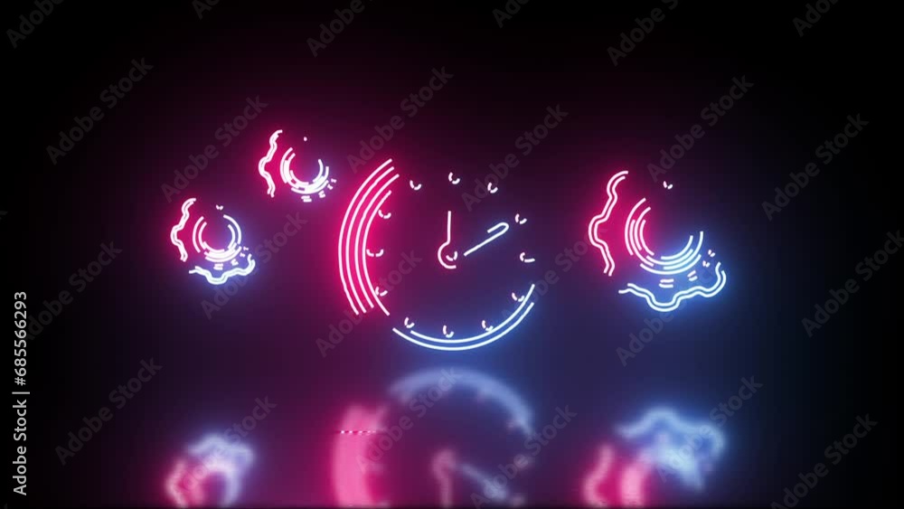Vidéo Stock clock icon doodle glowing animation effect 2K 4K HD.mp4 ...