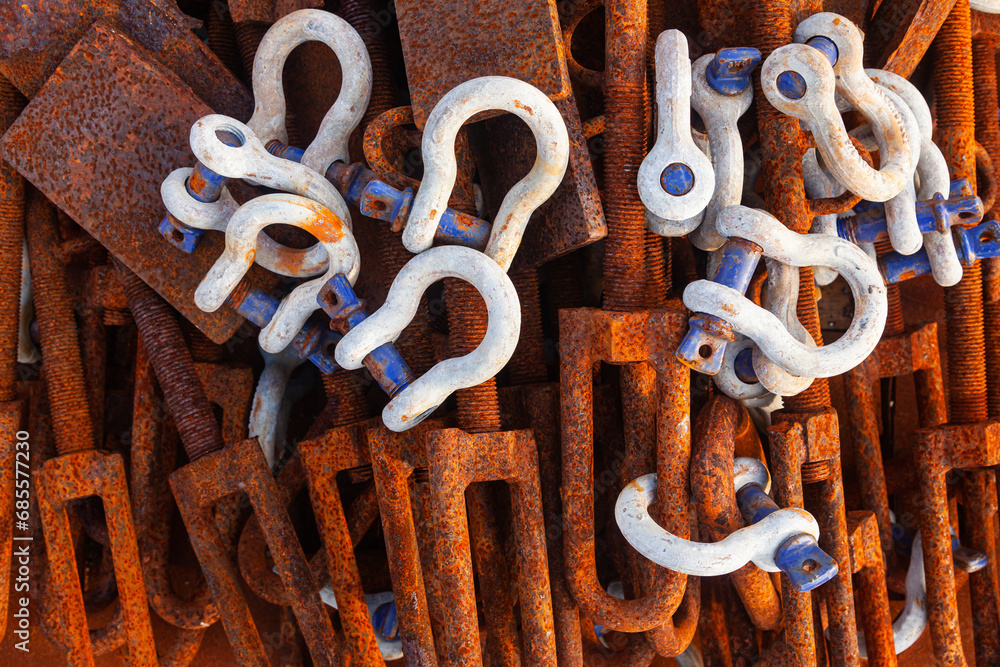 Rusty steel cable tensioner, model of ring to ring thread and straight ...