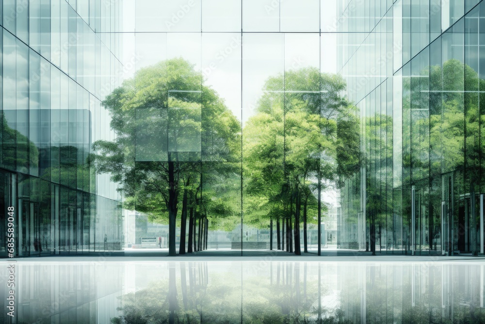 Sustainable green building. Eco-friendly building. Sustainable glass ...