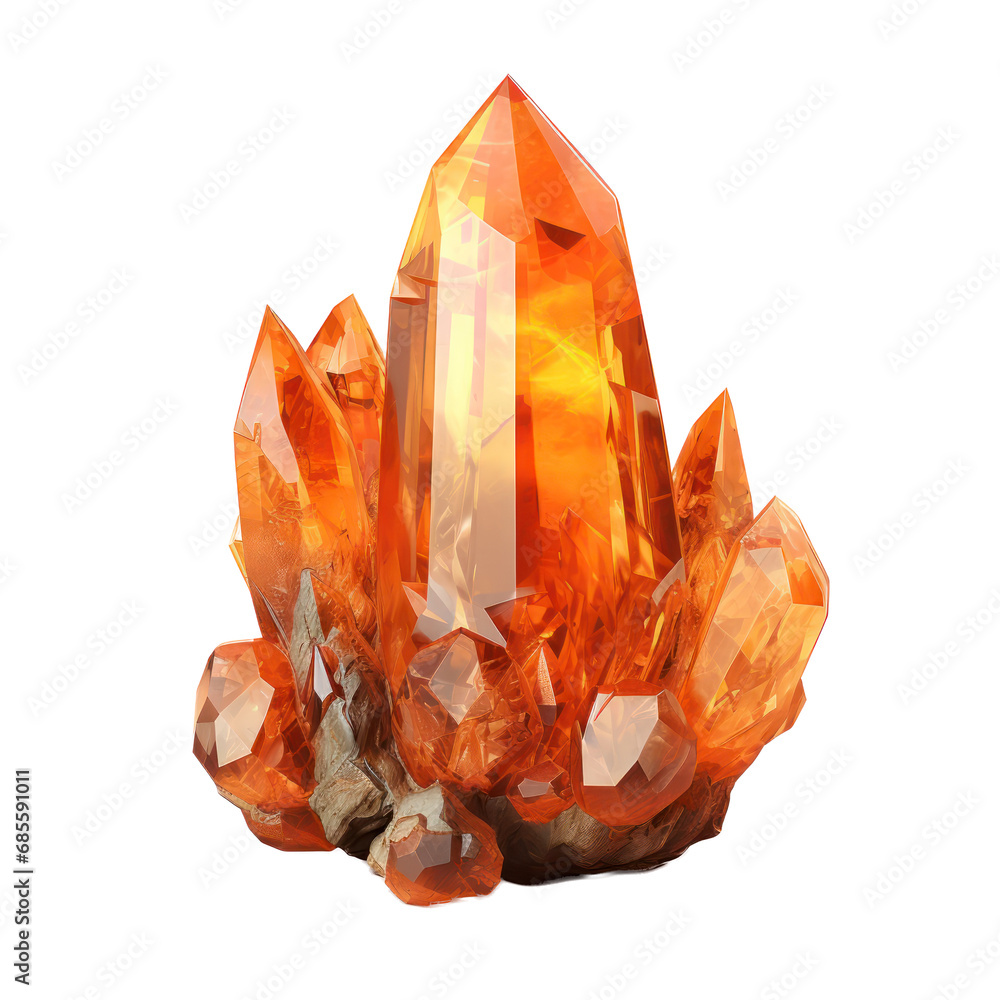 orange crystal chunk isolated on transparent background,transparency ...