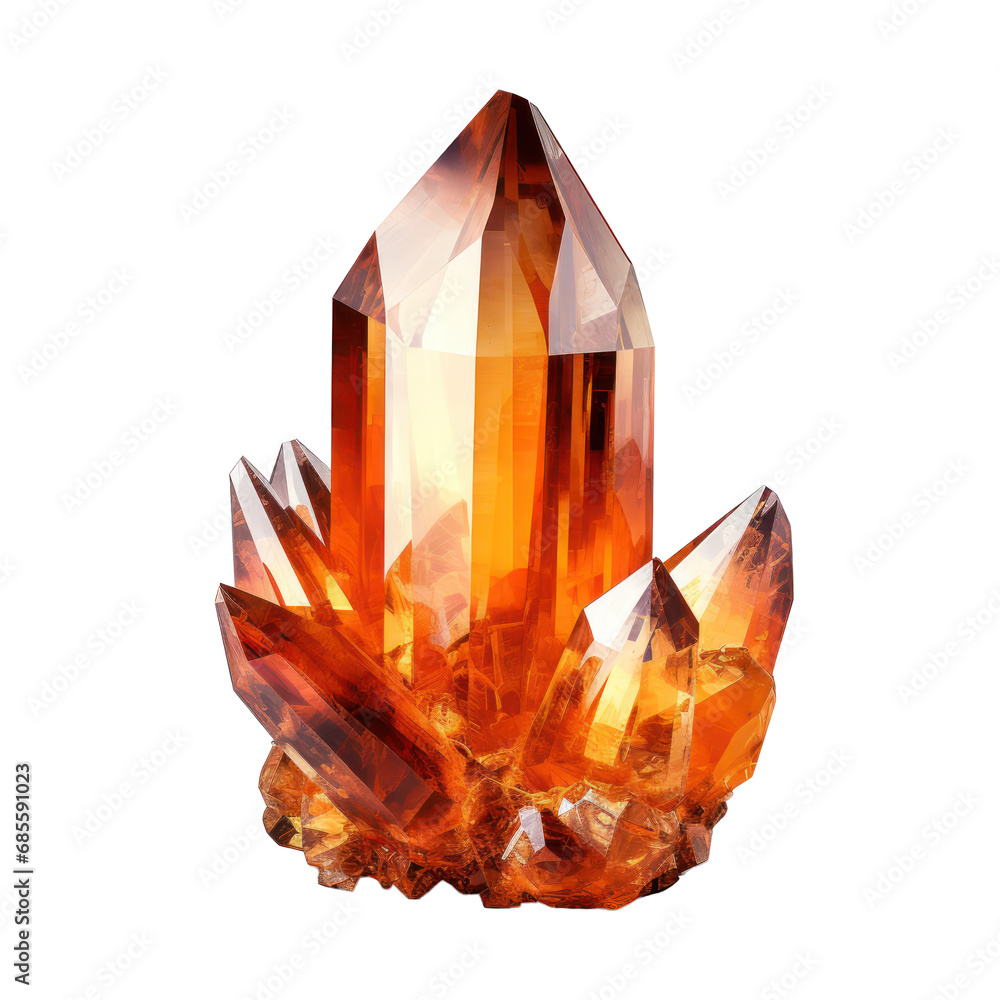 orange crystal chunk isolated on transparent background,transparency ...