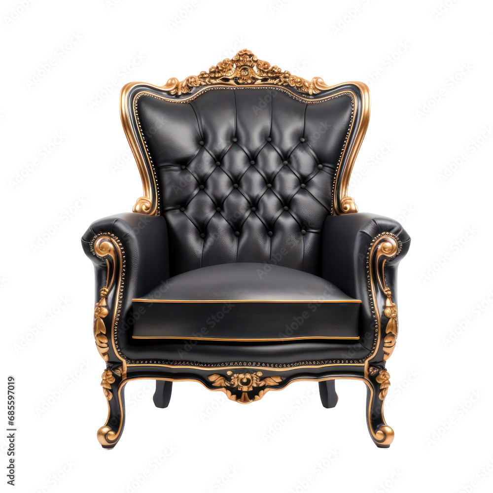 Black and gold sofa couch isolated on transparent background ...
