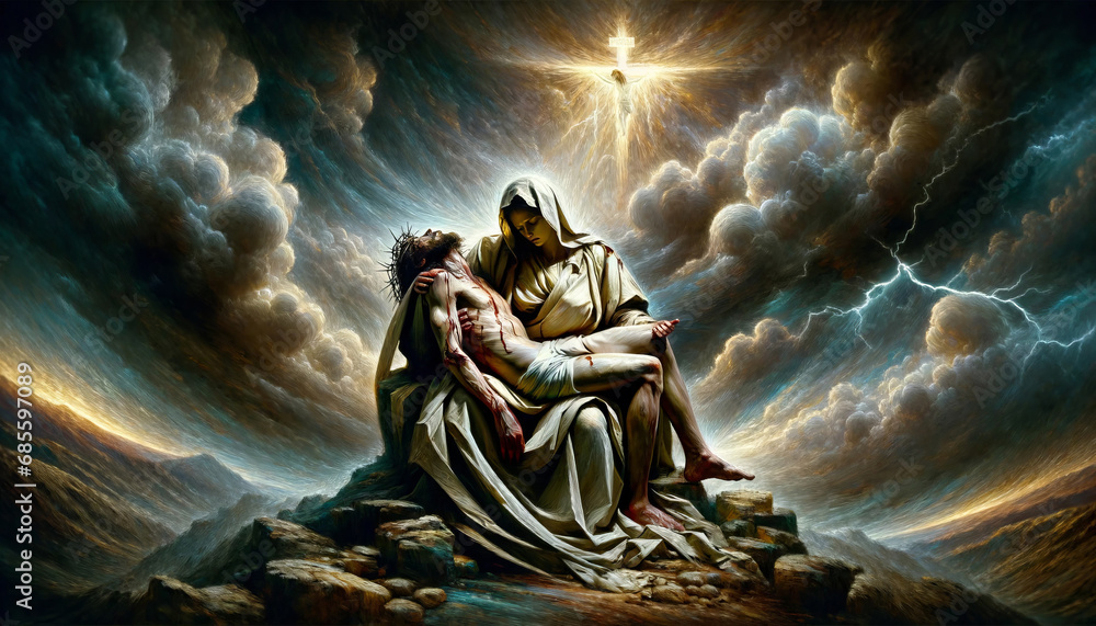 Pietà of Sacred Sorrow: The Blessed Virgin Mary Embracing the Lifeless Body of Jesus Christ ...