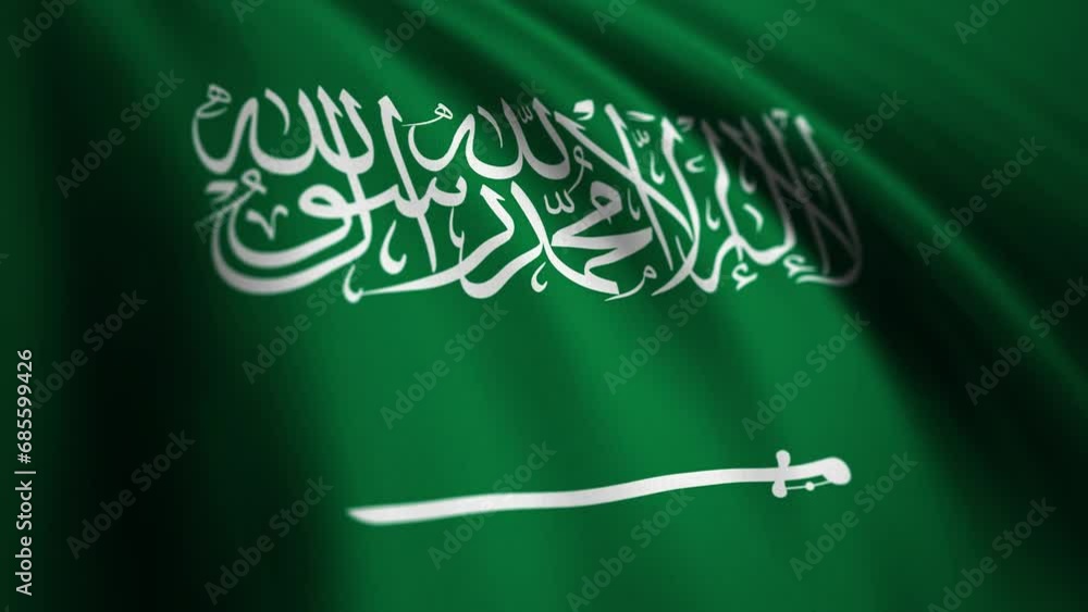 Looping waving flag of Saudi Arabia in stunning detail. Kingdom of ...