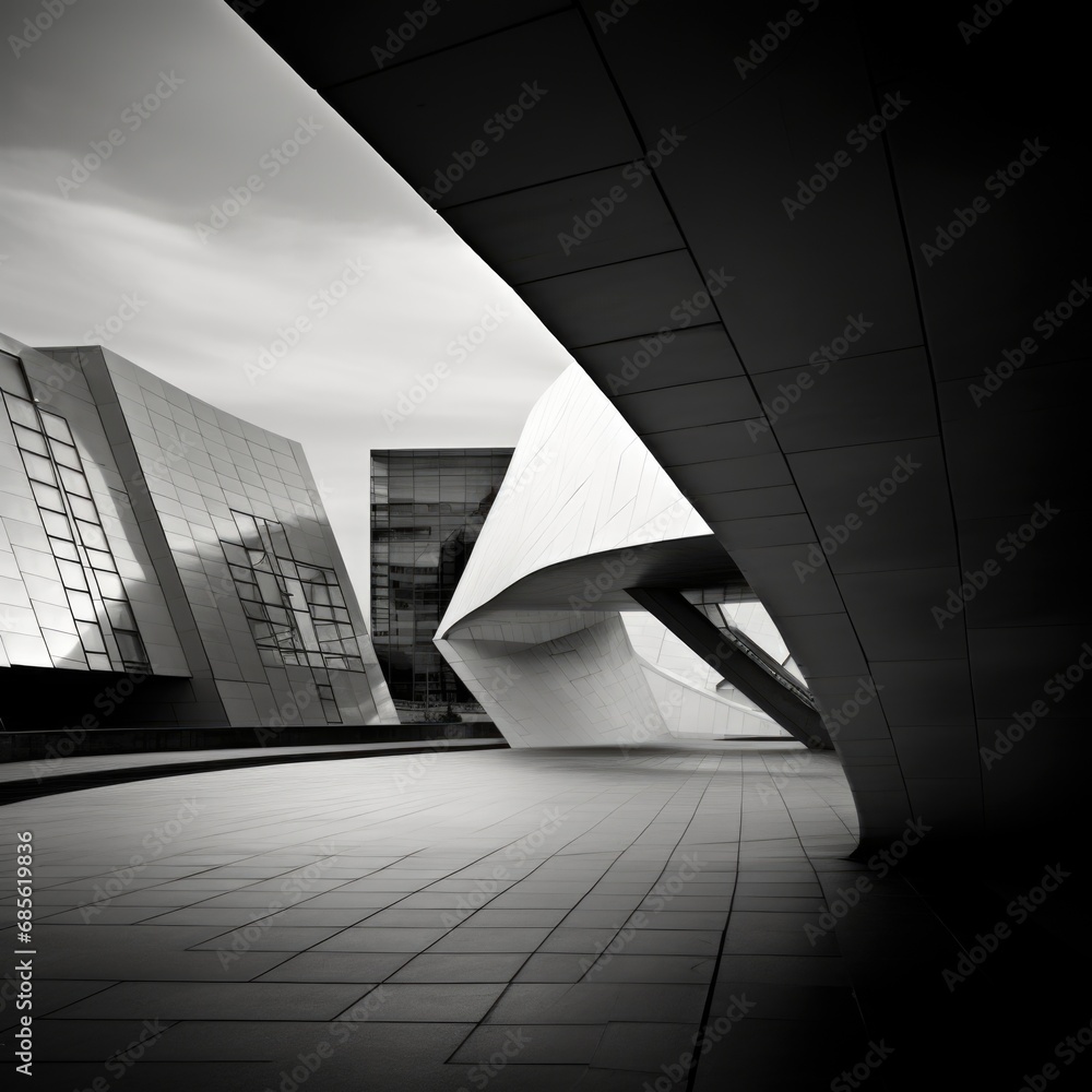 Geometric architecture detail modern concrete structure building ...