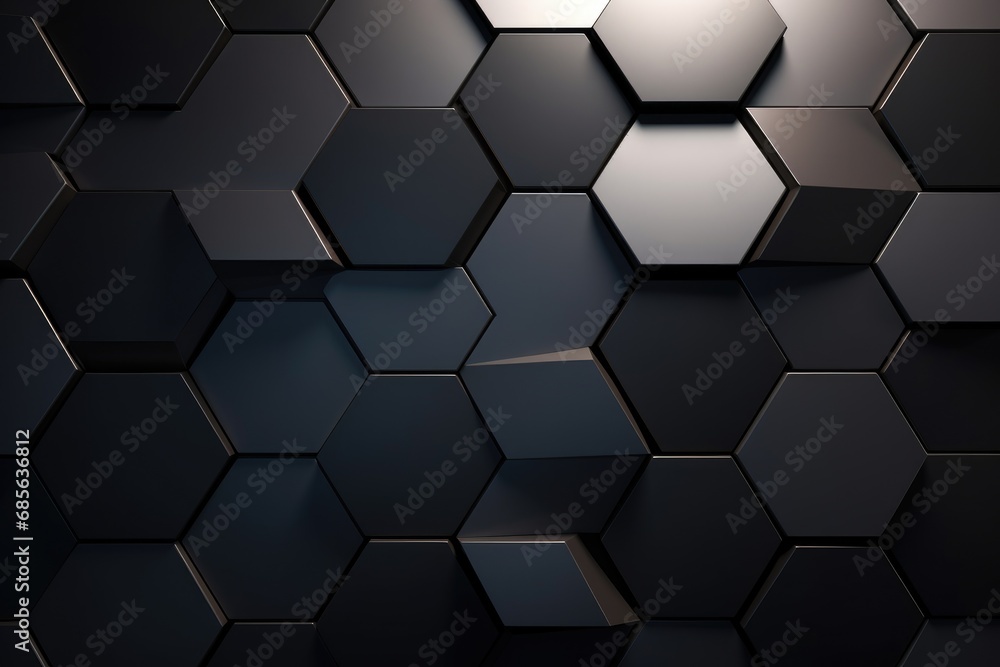 Abstract black hexagon background. 3d rendering toned image, Abstract ...