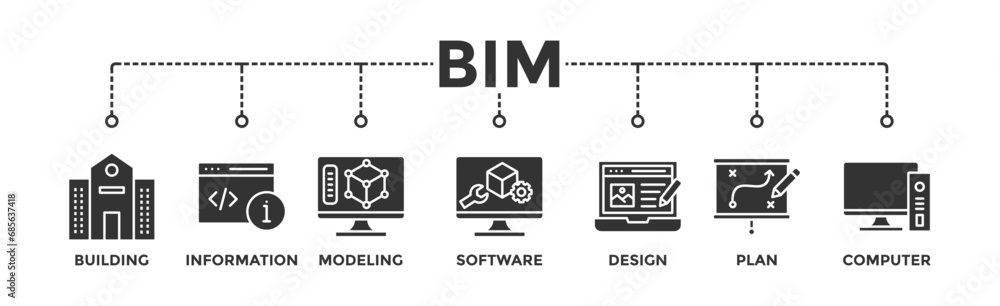BIM banner web icon vector illustration concept for building ...