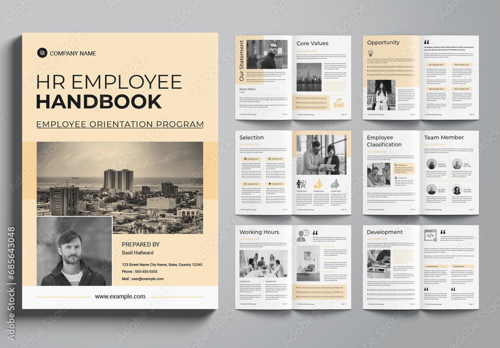 HR Employee Handbook Employee Welcome Book Stock Template | Adobe Stock