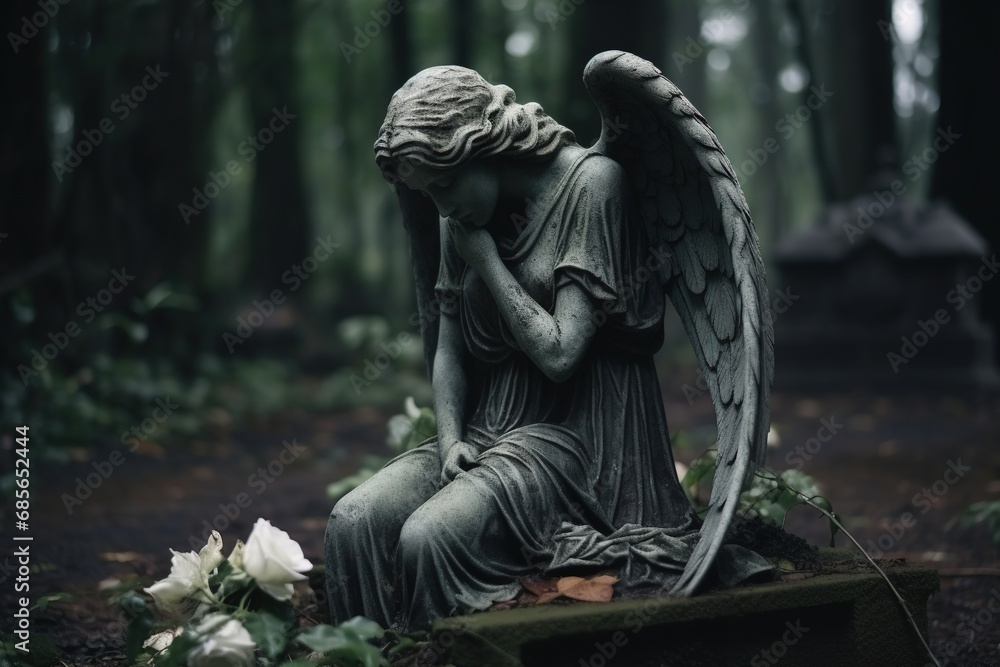 Image with background and place for caption and fragment of tragic sad ...