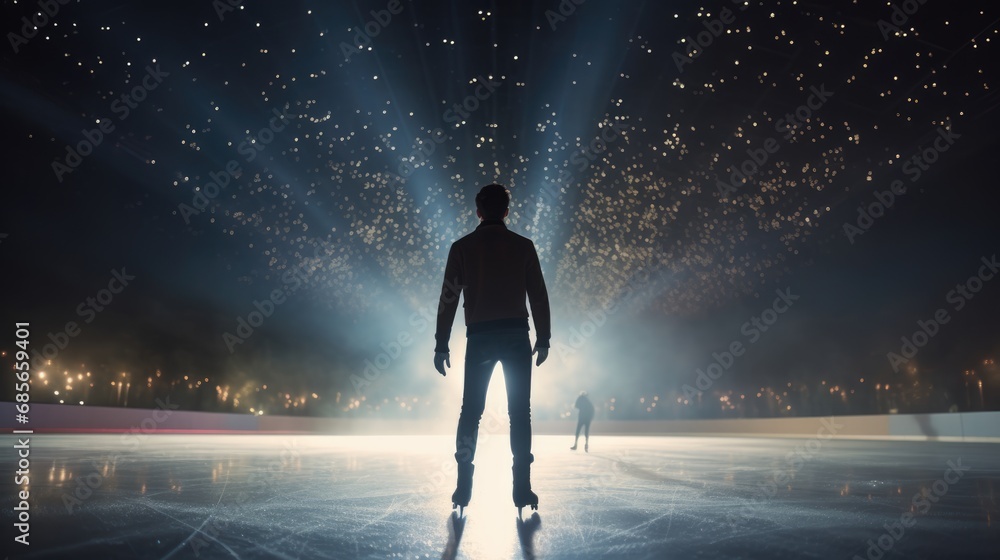 A man gracefully figure skating photo realistic illustration ...