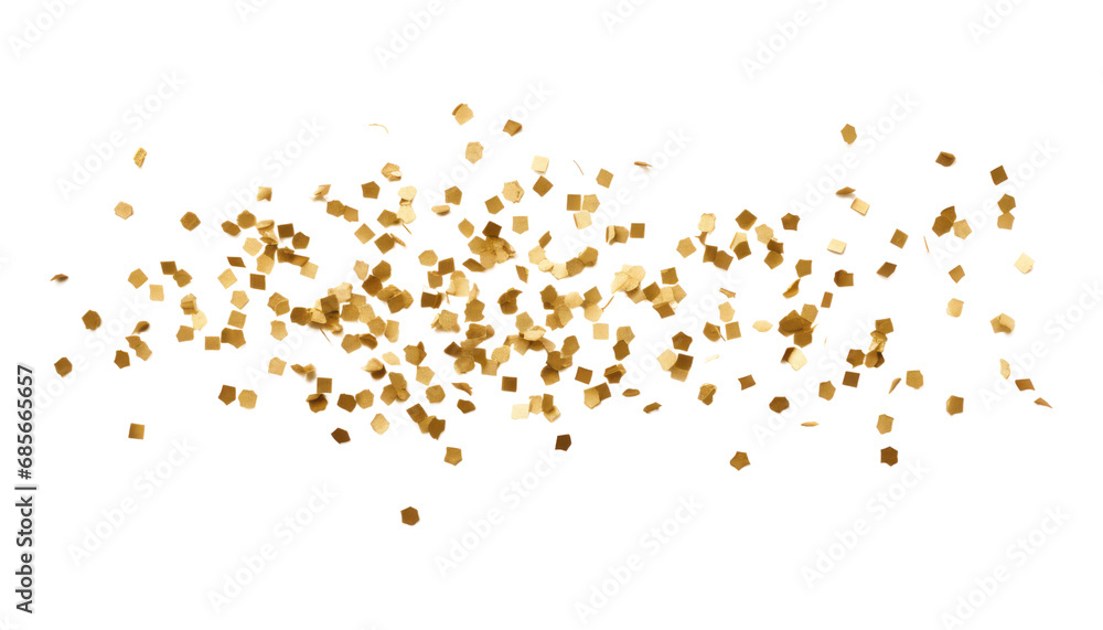 flying gold yellow colorful confetti isolated on transparent background ...