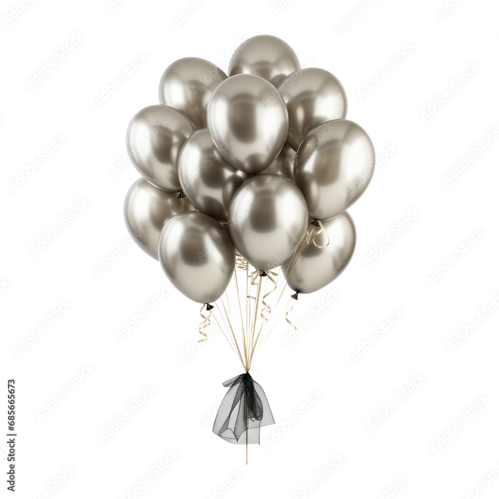 silver grey balloons isolated on transparent background cutout Stock ...
