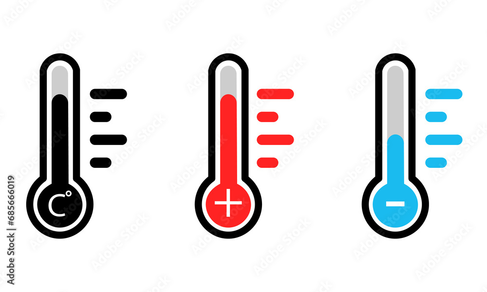 Thermometer icon cold and hot temperature scale cold and hot weather ...