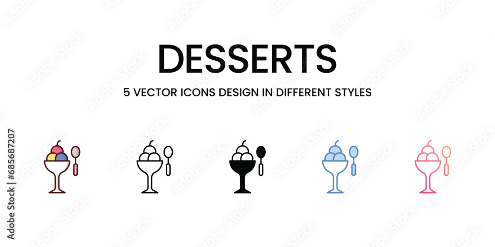 Desserts Icons set. Suitable for Web Page, Mobile App, UI, UX and GUI ...