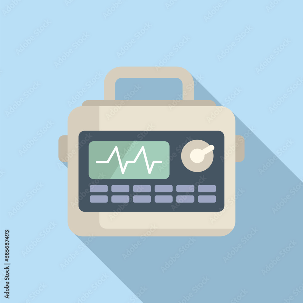 Aed defibrillator icon flat vector. Heart disease attack. First aid ...